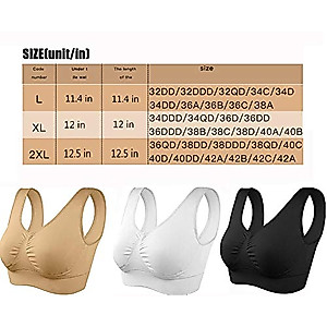 SAISYART Sports Bras for Women,Seamless Comfortable Yoga Bra Ladies Close-Fitting Bra with Removable Pads 3 Pack(X-Large)