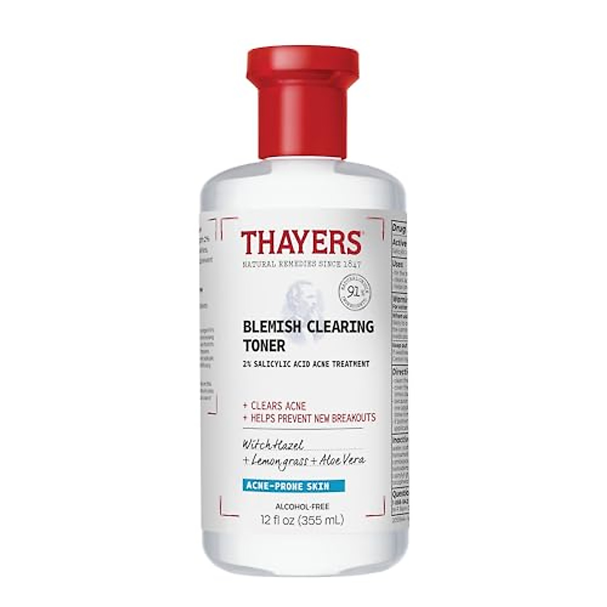 Thayers Blemish Clearing Salicylic Acid Toner, Acne Treatment Face Toner with 2% Salicylic Acid, Soothing and Non-Stripping Skin Care, 12 Fl Oz (Packaging May Vary)
