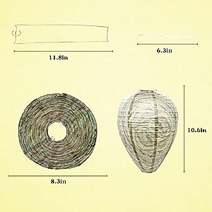 Wasp Nest Simulation Light Nesting, Fake Wasp Nest Bee Paper Lanterns, Hanging Wasp Repellent and Deterrent, Paper Drive Beehive Lantern for House Corner and Garden Outdoor, 8pcs