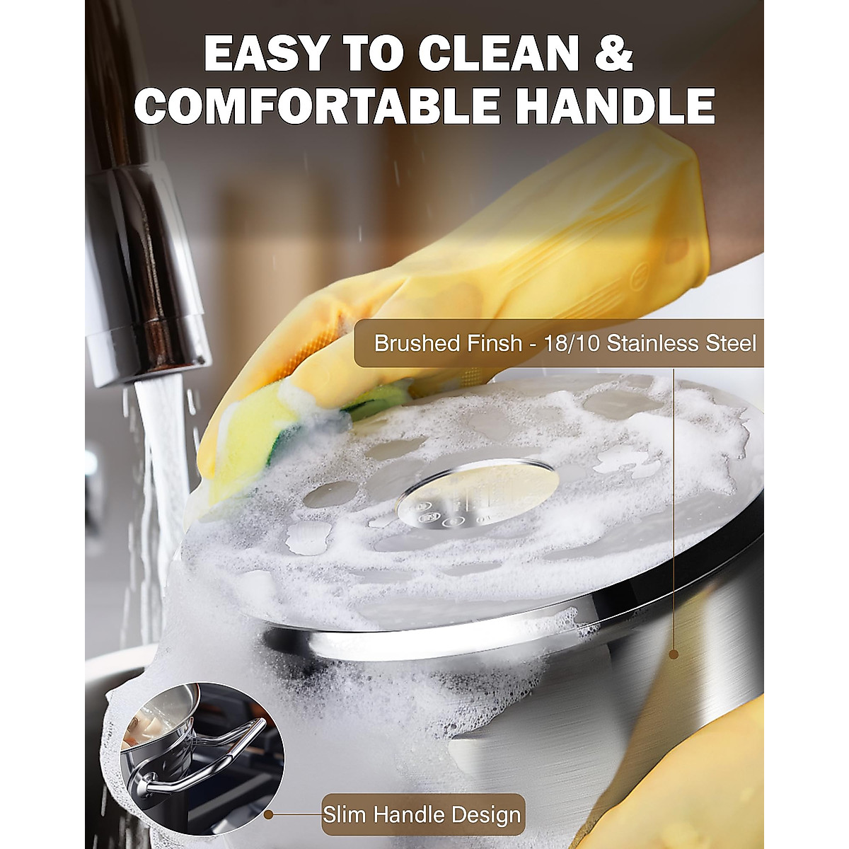 Cooks Standard Deep Sauté Pan with Lid, 4-Quart Professional Deep Frying Pan 18/10 Stainless Steel Chef’s All Purpose Pan with Cover, Compatible with All Stovetops