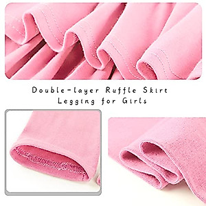 Witwot Girls Leggings with Skirt Toddler Tutu Pants Tights 5-6 Years Pink