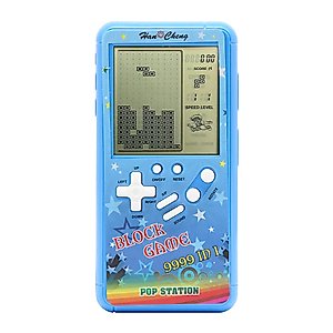 Retro Block Game Console Brick Game Console with Color Shell and Large Screen Powered by 2 AA Batteries Build 23 Games and with a Small Body (Blue)