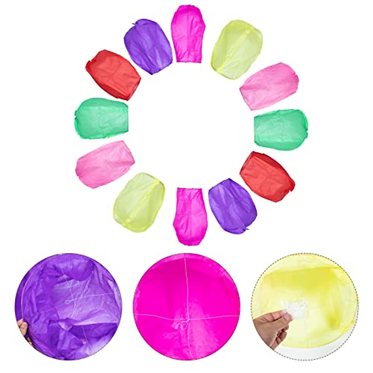 YARNOW 24pcs Floating Colored Memorial Blessing and to Multicolored Release Fashion Wedding Lanterns Lantern Traditional Party Celebration in Festival Garden Wishing Ornament New