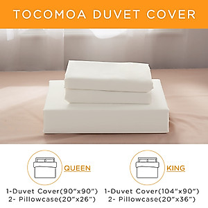 TOCOMOA Duvet Cover Queen Size, 100% Microfiber Comforter Cover Set, Ultra Soft 3 Pieces Off White Bedding Set with 1 Duvet Cover 90x90 inches and 2 Pillowcases
