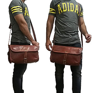 Madosh, Men's Genuine Leather Duffle Camera Bag Shoulder Crossbody Gym Sports Handmade Bag