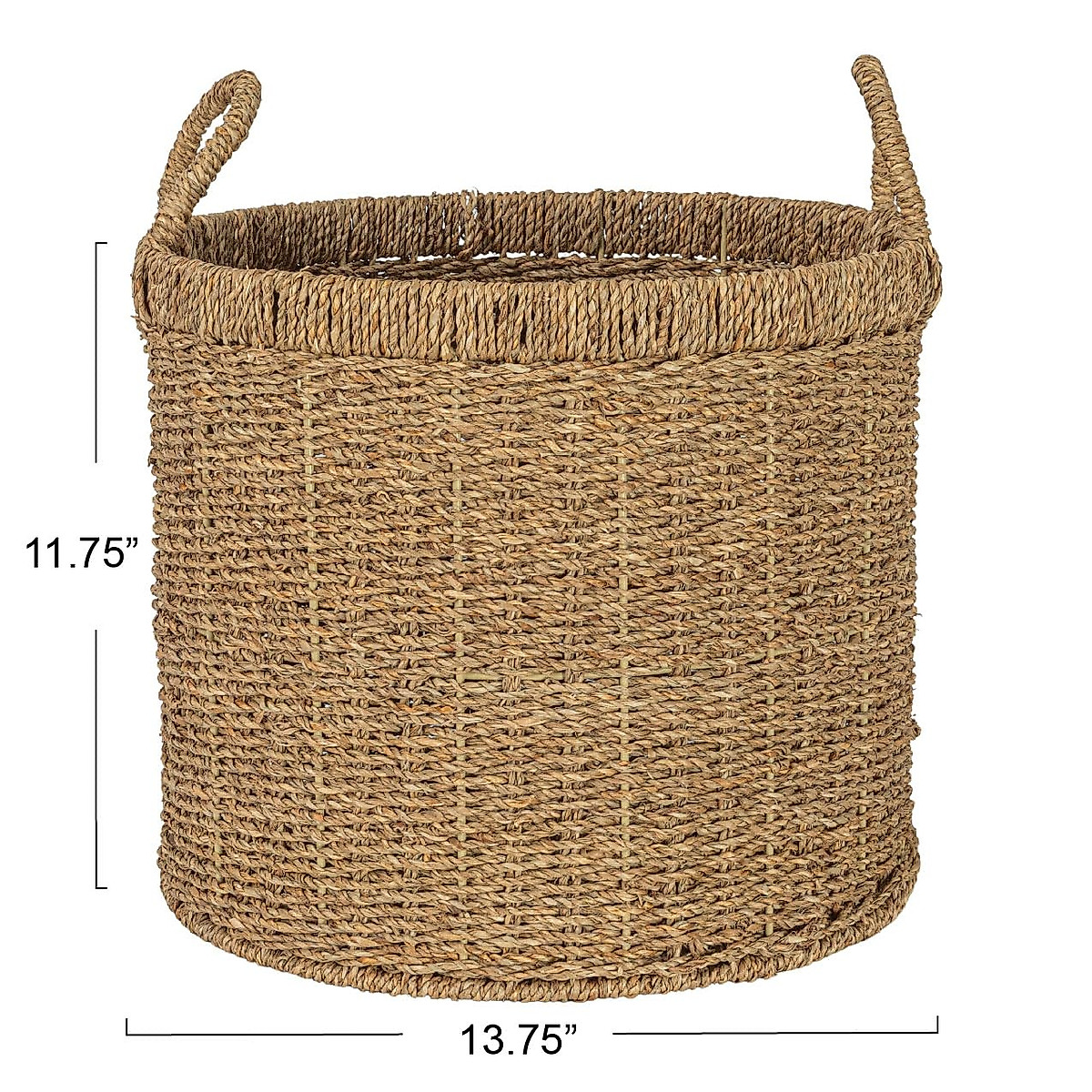 Household Essentials Round Seagrass Basket with Handles, Natural
