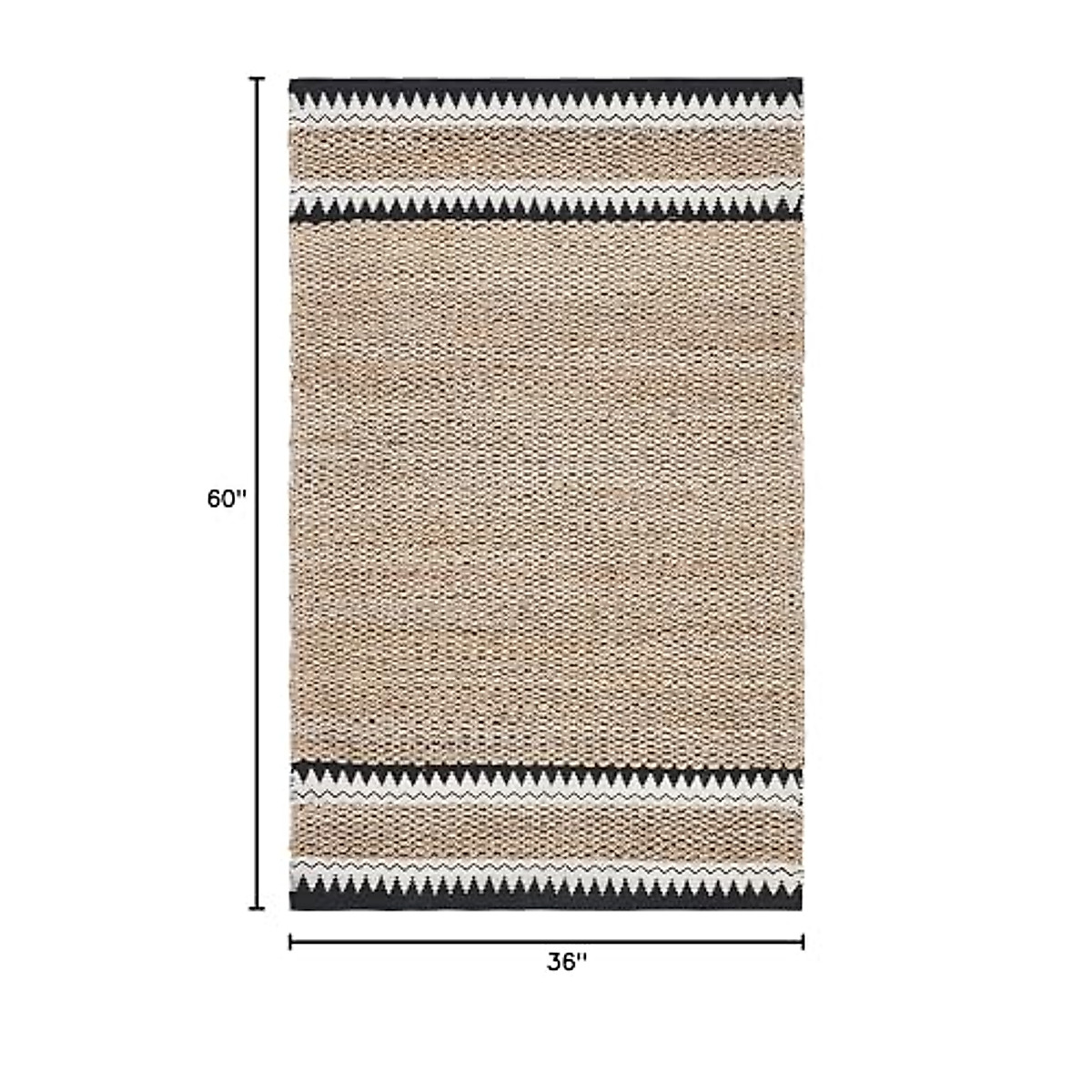 SAFAVIEH Natural Fiber Collection Accent Rug - 3' x 5', Natural & Black, Handmade Farmhouse Boho Coastal Rustic Jute, Ideal for High Traffic Areas in Entryway, Living Room, Bedroom (NF874B)