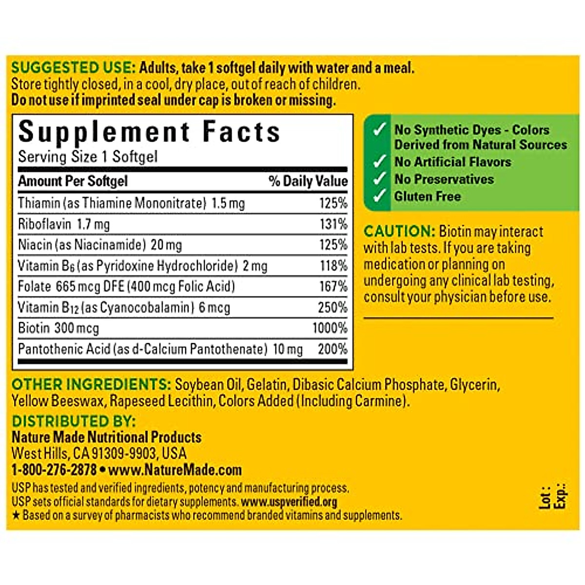 Nature Made Super B Energy Complex, Dietary Supplement for Brain Cell Function Support, 60 Softgels, 60 Day Supply