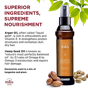 Earthly Body MKS eco X, Dreamsicle Scent - 4 fl oz - Leave-In Treatment & Detangler - Moroccan Argan Oil, Hemp Seed Oil - Vegan & Cruelty Free