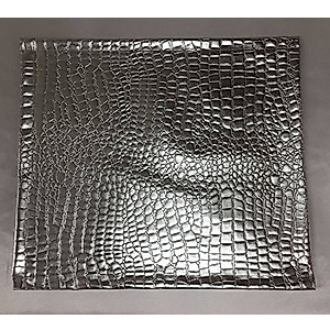 luvfabrics 18"x18" Silver Crocodile Embossed Shiny Faux Leather Vinyl Pillow - Insert Included! (Set of 2)