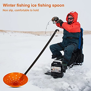 Yirepny Ice Scooper Skimmer, Extra-Large for Scooping Out Ice While Ice Fishing, Lightweight Ice Fishing Ladle Big Holes Aluminum Alloy ABS Wear-Resistant Ice Fishing Strainer for Angling Silver Red