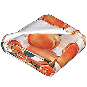 Peach Fruit Theme Soft Throw Blanket Cozy Plush Flannel Fleece Bed Blankets for Sofa Couch Bedroom 80"X60"