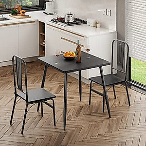 Gizoon 30" Dining Table Set for 2, 3-Piece Romantic Kitchen Table and Chairs with 1.2" Thick Board for Home, Apt, Balcony, Space-Saving, Heavy-Duty, Black