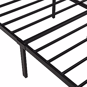Voohek Queen Size, Metal Platform, Upholstered Headboard,with Storage Space,Gray Bed Frame