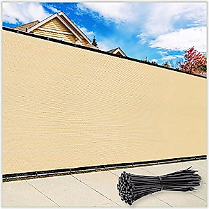 ColourTree 3' x 10' Balcony Railing Shade Fabric Deck Fence Privacy Screen Tarp Plant Greenhouse Netting Mesh Cloth Beige - Commercial Grade 170 GSM Heavy Duty 3 Years Warranty Custom