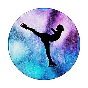 Figure Skater Black Silhouette on Watercolor Background PopSockets PopGrip: Swappable Grip for Phones & Tablets