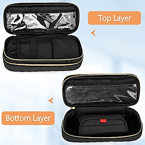 Damero Double Layer Stethoscope Case Compatible with 3M Littmann/ADC/Omron Stethoscope, Stethoscope Carrying Case Travel Bag for Nurse Accessories, Black