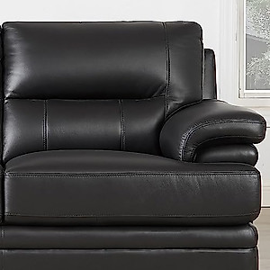 Hydeline Luxor Top Grain Leather Sofa Couch, 88", Black, Memory Foam and Springs Seating, Memory Foam and Springs Seating