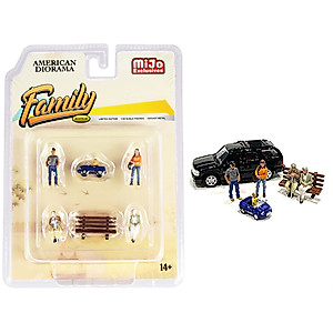 Family Diecast Set of 6 Pieces (5 Figurines and 1 Accessory) for 1/64 Scale Models by American Diorama 76473
