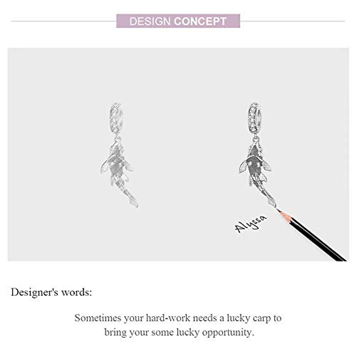 ToHa 925 Sterling Silver Carp Bead Charms,Good Luck Charms Cubic Zirconia Fish Animal Charm Koi Beaded Pendant for European Bracelet & Necklace,DIY Jewelry for Women