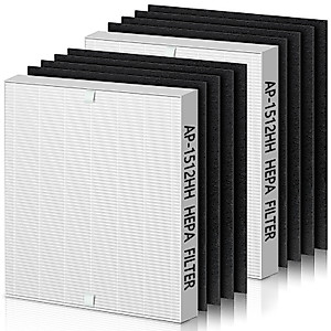 2-Pack AP-1512HH Air Purifier Replacement Filter for Coway Airmega AP-1512HH and and Airmega 200M air Purifier, 2 HEPA and 8 Pre-Filters for Airmega AP1512HH Filter