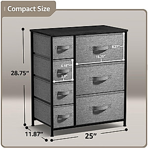 Sorbus Dresser with 7 Drawers - Chest Organizer Tower Unit with Steel Frame, Wood Top, Easy Pull Fabric Bins - Storage Furniture for Bedroom, Hallway, Closet & Office Organization