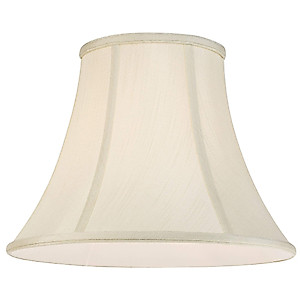Creme Medium Bell Lamp Shade 7" Top x 14" Bottom x 11" Slant x 10.5" High (Spider) Replacement with Harp and Finial - Springcrest