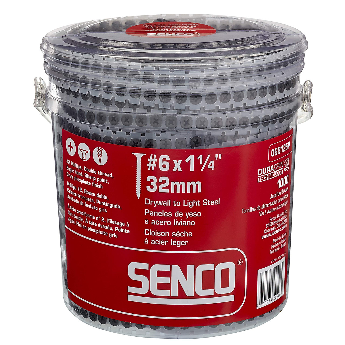 Senco 06B125P DuraSpin Screw Number 6 by 1-1/4-Inch Drywall Screw-Light Steel (1,000 per Box)