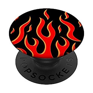 Y2K Red Flame Fire Pattern Psychedelic Aesthetic Phone PopSockets Swappable PopGrip