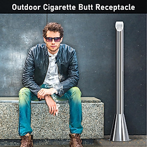 AIWFL Stainless Steel Butt Receptacle Disposal Outdoor Floor Standing Ash Bin Commercial Trash Can for Homes Offices Restaurants Bars Convenience Stores
