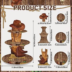 Zopeal Western Cowboy Cupcake Stand Party Decorations Western Theme Birthday Cupcake Holder Cowboy Theme Cake Holder Cowboy Birthday Dessert Stand for Wild West Baby Shower Birthday Party Supplies
