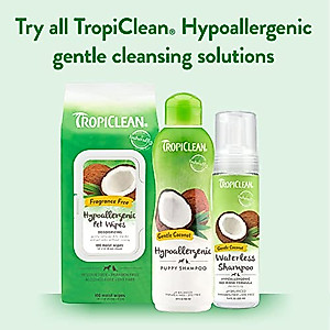 TropiClean Hypoallergenic Waterless Dog Shampoo | Dry Shampoo for Dogs With Sensitive Skin | Natural Dog Shampoo Derived from Natural Ingredients | Cat Friendly | Made in the USA | 7.4 oz