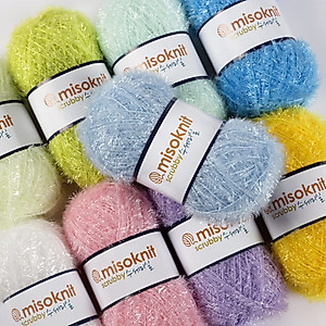 Misoknit Pastel Scrubby Yarn for dishcloths Crocheting 2 Skeins Polyester 100%, 2.8oz(80g) Each, 196 Yards per Skein (Dodger Blue)