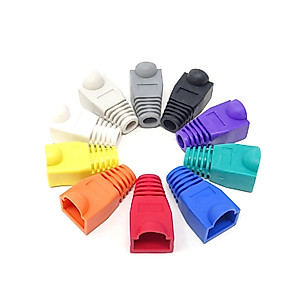 Honbay 100PCS 10 Colors Plastic RJ45 Ethernet Network Cable Strain Relief Boots Cable Connector Plug Covers for CAT5 CAT5e CAT6