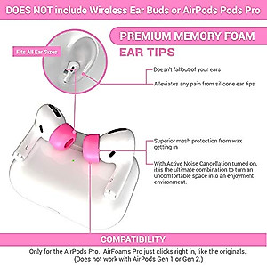 CharJenPro AirFoams Pro: Premium Memory Foam Ear Tips for AirPods Pro. Stays in Your Ears. No Silicone Ear tip Pain. The Original from Kickstarter. (2 Same Sizes) (2 Small/Medium, Hot Pink)