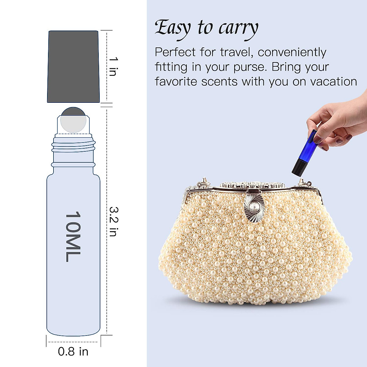 ULG Essential Oil Roller Bottles 48 Pack 10ml Cobalt Blue Glass Empty Bottles with Stainless Steel Roller Balls (10 Extra Roller Balls, 4 Openers, 4 Droppers, 48 Waterproof Labels)