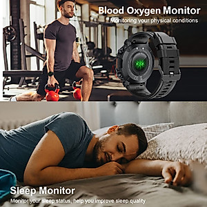 SEDSEY Smart Watches for Men Rugged Tactical Fitness Watch with Call (Answer/Dial Calls) Heart Rate Sleep Monitor 100+ Sport Modes 1.39" HD Waterproof Sport Smartwatch for Android iOS Phone (Black)