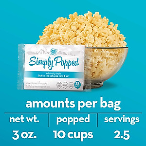 Jolly Time Simply Popped - Lightly Salted Microwave Popcorn - Gluten Free & Kosher Snack with Natural Whole Grain Kernels (Simply Popped Butter, 3 Ounce (Pack of 12))