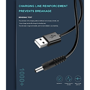 5V DC Power Cable, USB to DC 5.5x2.1mm Plug Charging Cord with 8 Connectors Adapters fit for Speaker, Router, LED Light, Moon Lamp and More 5Volt 3Amp Electronics