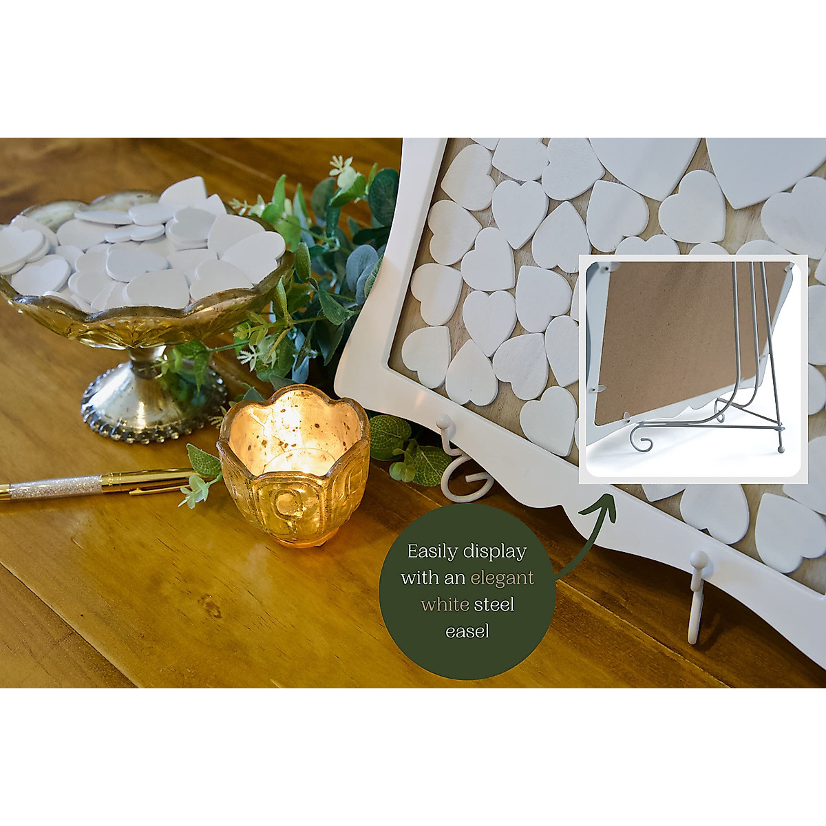 Wedding Guest Book Alternatives | Drop Top Frame 85 hearts | Large photo insert | Unique guestbook alternatives baby shower | guest book alternatives birthday party | retirement | funeral guest book