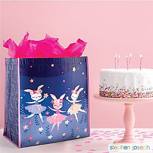 Stephen Joseph, Large Recycled Gifts Bags, Gift Bag with Handles, Kids Gifts Bag, Reusable Gift Bag, Birthday Party Gift Bag, Shopping Bag