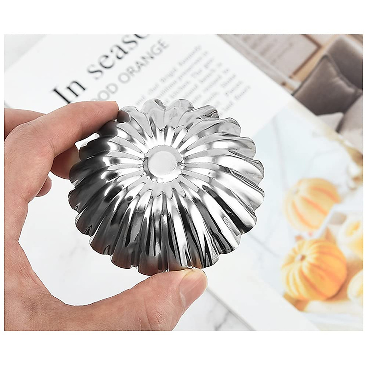 A-XINTONG 430 Stainless Steel Muffin Baking Cups Pack of 25 Pieces Reusable 5 Types Stainless Steel Mini Cupcake Molds, Nonstick Cupcake Liners Pastry Candy Molds Set DIY Cake Tools