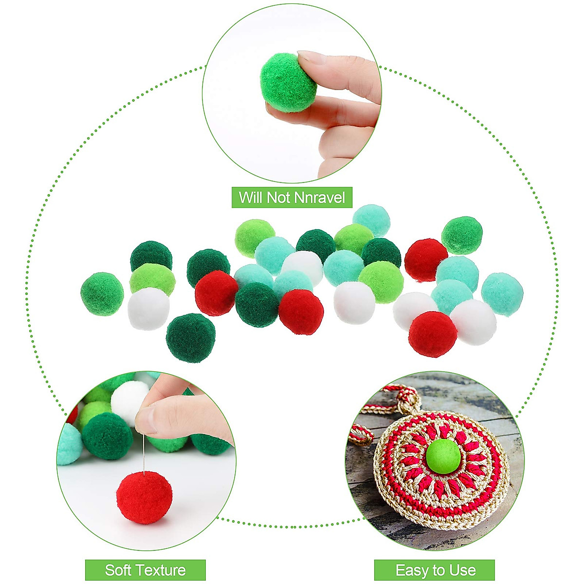 WILLBOND 120 Pieces Christmas Felt Balls 3 cm Colorful Felt Pompom Balls Handmade Felted Pompoms DIY Christmas Holiday Decor for Christmas Garlands DIY Decoration (Multiple Colors)