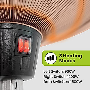 Fast Heating! - Indoor & Outdoor 1500W Electric Infrared Patio Heater, Waterproof & Tip-Over Protection, Perfect for Garden, Balcony, Garage, Backyard, and More! (EPH-SIL)