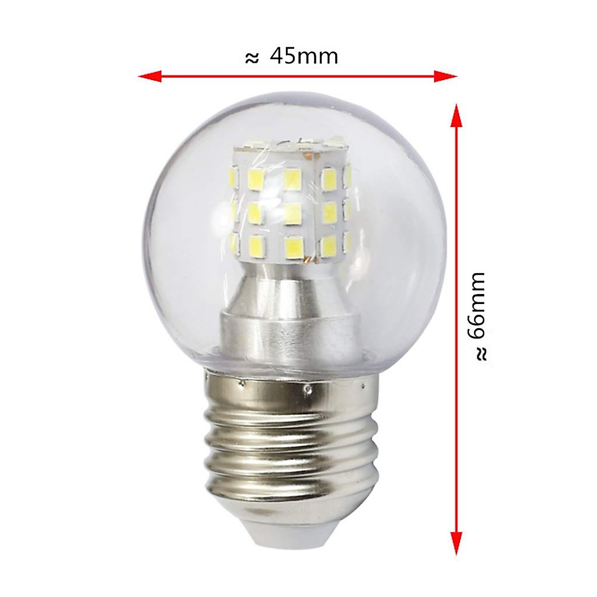A15 LED Bulb G45 7W Mini Globe LED Bulb LED Candelabra Bulb for Ceiling Fan Decorative Lights, E26/E27 Medium Base,7W(60W Equivalent),AC85-265V,Not Dimmable,Warm White 3000K,6 Pack