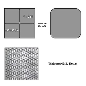 Spa and Hot Tub Bubble Insulating Cover 𝗧𝗿𝗶𝗺𝗺𝗮𝗯𝗹𝗲 (𝟭𝟲 𝗠𝗶𝗹) 7ft x 7ft Thermal Pool Solar Blanket Cover