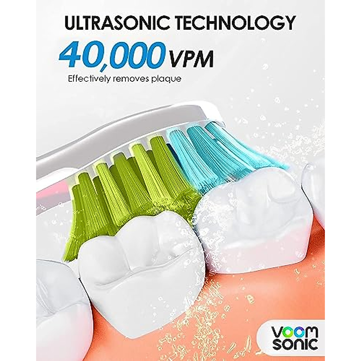 Voom Sonic Pro 7 Series Rechargeable Electronic Toothbrush, Advanced Oral Care Technology, 2-Minute Timer w/Quadrant Pacing, 5 Adjustable Speeds, Magnetic Levitation, 100% Waterproof, Black (VM-20946)