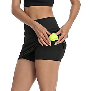 LRD Women's Athletic Skorts Skirt with Pockets Golf Skort for Tennis Running Black - XL