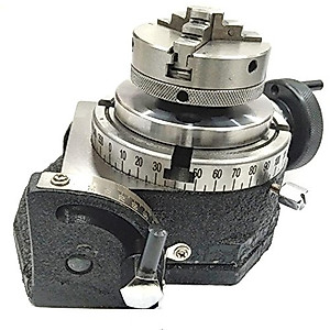 Precision quality 4"/ 100 mm tilting milling indexing rotary table with small chuck, back plate & fixing t nuts bolts-metalworking engineering machine tools (with 65 mm 3 jaw self-centering)
