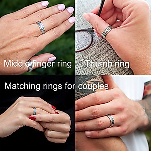 Viking Rune Band Ring Sterling Silver 925 Elder Futhark Nordic Runic Symbols Pagan Celtic Wedding Thumb Rings Norse Scandinavian Jewelry for Men Women (10)